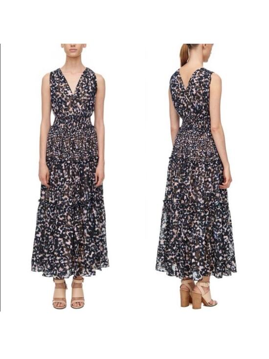 Rebecca Taylor | Dresses | Rebecca Taylor Black Combo Oleander Leopard ...